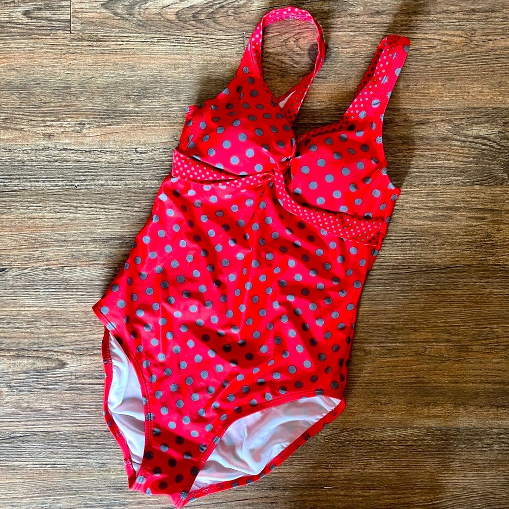 Boden Red Polka Dot One Piece Swimsuit Sz 4 Gem